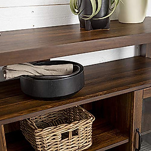 Walker Edison Tall Wood Universal TV Stand with Open Storage For TV's up to 58" Flat Screen Living Room Storage Entertainment Center, 52 Inch, Dark Walnut