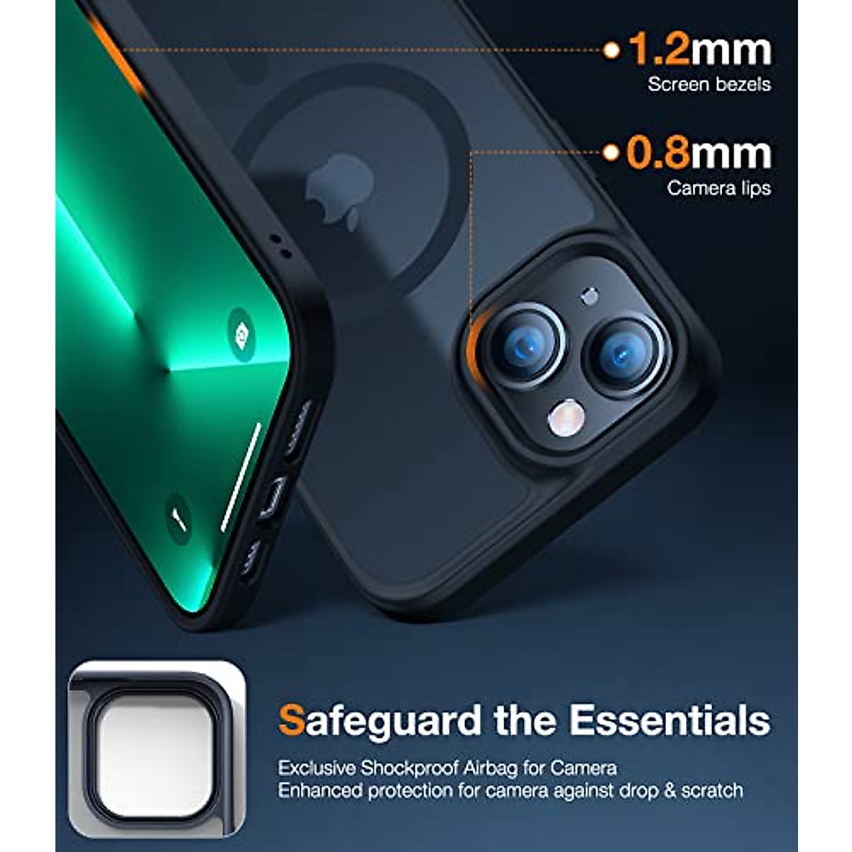 TORRAS Magnetic for iPhone 2023 Plus Case & iPhone 14 Plus Case, Military Grade Drop Tested, Compatible with MagSafe, Slim Translucent Matte Shockproof Cover for iPhone 14 Plus Phone Case 6.7, Black