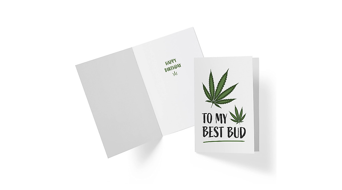 Funny Cannabis Birthday Card for Friends - Weed Themed Greeting Card