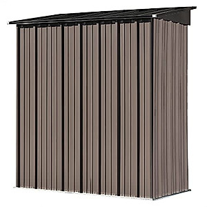 Outdoor Storage Shed,5FT x 3FT Garden Shed,Metal Lean-to Storage Shed with Lockable Door,Tool Cabinet for Backyard,Lawn,Garden,Brown