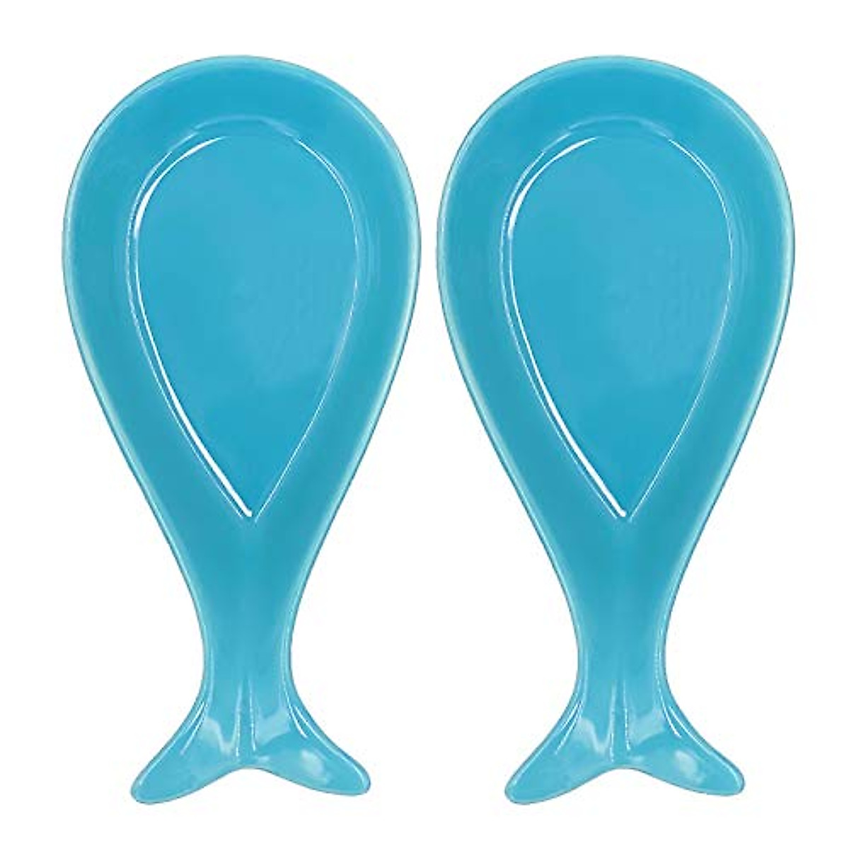 2PC Fish Spoon Rest Ceramic for Kitchen, Blue 9" X 4.5"