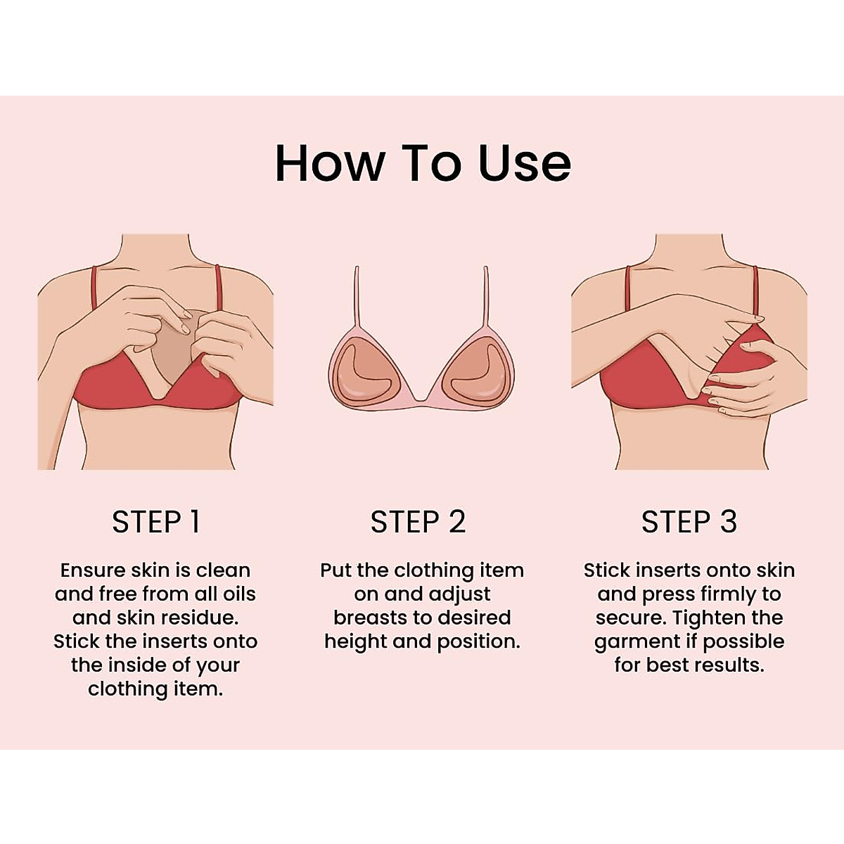 Double-Sided Sticky Inserts | Increase 2 Cup Sizes | Reusable & Washable | Perfect for Wedding Dresses & Backless Dresses (A) Beige