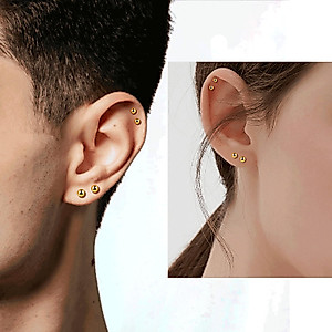 4mm Barbell Earrings 925 Sterling Silver Short Gold Cartilage Stud Rook Daith Helix Piercing Sleeper Earrings for Men Women