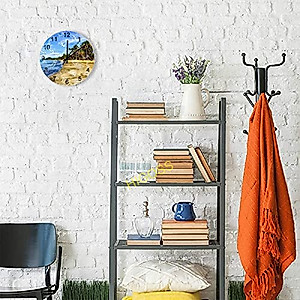 HIGOSS Japan Fuji Wall Clock, Silent Non Ticking Round Rustic Farmhouse Decor,Wooden Wall Clock Round Easy to Read for Home Office School Clock, 10 Inch