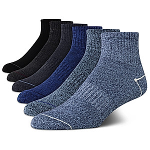 Nautica Men's Performance Quarter Socks with Cushioned Comfort (6 Pack), Size 6-12.5, Navy/Blue/Gray