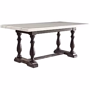 Acme Gerardo 72" Marble Top Dining Table in White and Espresso