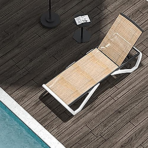 Domi Patio Chaise Lounge - Adjustable Aluminum Outdoor Lounge,Plastic Textilene Pool Lounge Chair for Outside Beach Lawn Poolside