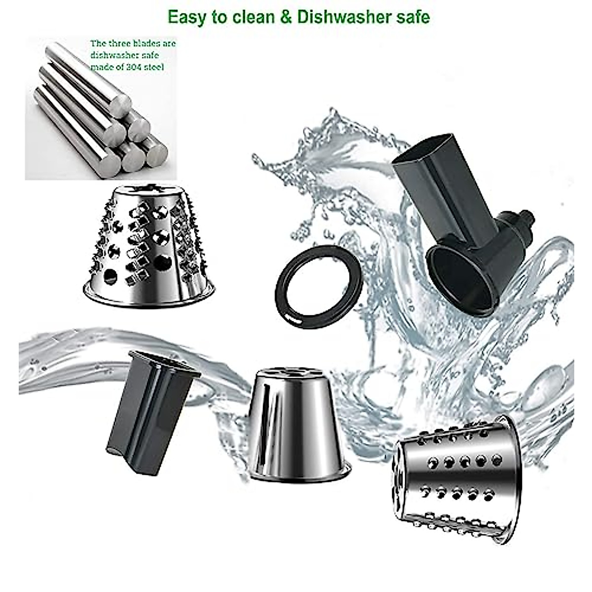 Updated Slicer/Shredder Attachments for KitchenAid Stand Mixers, Food Slicers Vegetable Slicer Attachment for Kitchenaid, Cheese Grater Attachment for KitchenAid with 3 Blades Dishwasher Safe