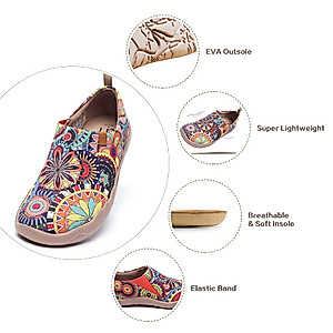 UIN Women's Blossom Painted Fashion Sneaker Canvas Slip-On Travel Shoes (8)