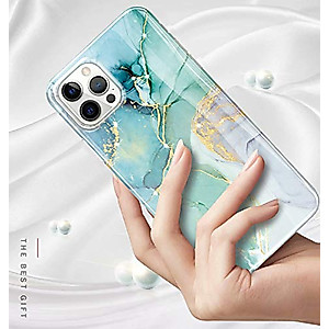 luolnh Gold Glitter Sparkle Case Compatible with iPhone 12 Pro Max Case 6.7 Inch Marble Design Shockproof Soft Silicone Rubber TPU Bumper Cover Skin Phone Case-Abstract Mint