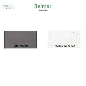 Evolur Belmar Curve 5-in-1 Convertible Crib in Rustic Grey, Greenguard Gold Certified, Features 3 Mattress Height Settings, Crafted from Hardwood, Wooden Nursery Furniture