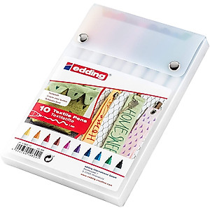 edding 4600 Textile Pen Bullet Tip Pack of 10 - Assorted, black (AMAKIT577-41028ED)