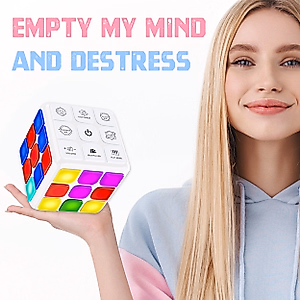 Skywin Puzzle Cube Game (White) - Flashing Cube Handheld Electronic Games Stem Toy - Fun Memory Games & Brain Games for Adults and Kids