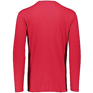 Augusta Sportswear Boys Tri-Blend Long Sleeve Crew, Red Heather, M