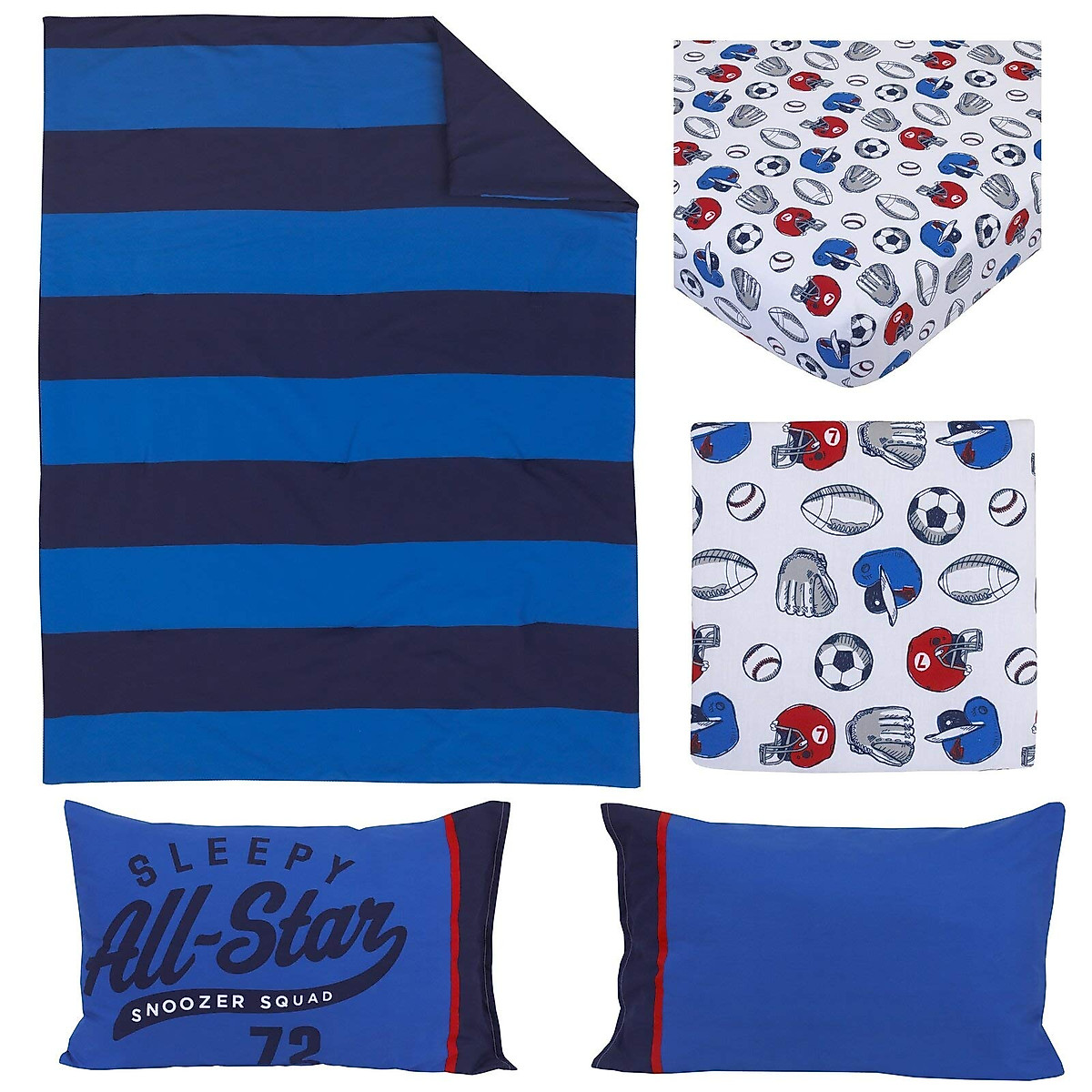 Carter's 4-Piece Toddler Set, Blue/White/Red All Star, 52" x 28"