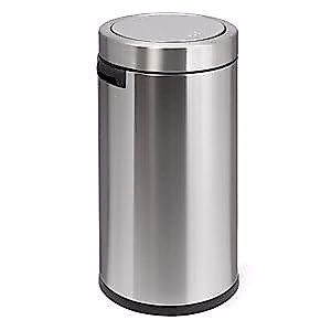 simplehuman 55 Liter / 14.5 Gallon Commercial Swing Top Trash Can, ADA-Compliant, 11-20 Gallons, Brushed Stainless Steel