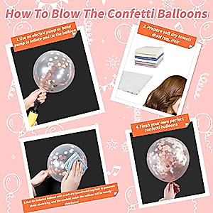 Rose Gold Balloon Arch Kit, JOGMAS 5/12/18 Inch Rose Gold Balloon Garland Kit with White Rose Gold Confetti Balloons for Woman Princess Girl Birthday Engagement Wedding Theme Party Decorations