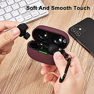 AIRSPO Case Compatible with Sony WF-1000XM4 Silicone Protective Skin Case Cover for Sony Wireless Earbuds (Burgundy)