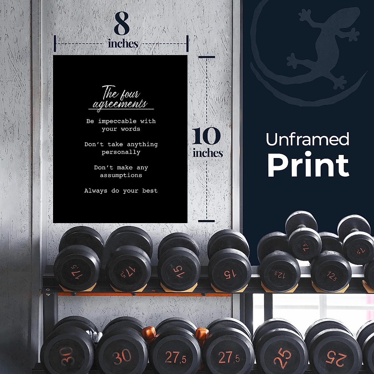 The Four Agreements Inspirational Wall Art - Motivational Wall Decor - Office Wall Art - Motivational Wall Art - Inspirational Quote Poster - Designed & Printed in Texas, 8x10 Glossy Photo paper