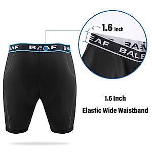 BALEAF Men's Bike Shorts With 4D Padding Cycling Underwear Padded Bicycle MTB Liner Mountain Biking Tights Road Riding Black XL