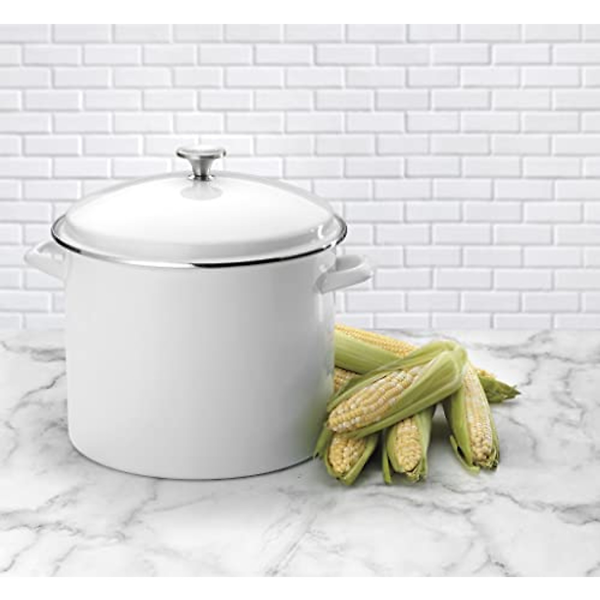 Cuisinart Enamel Stockpot with Cover, 16-Quart, White