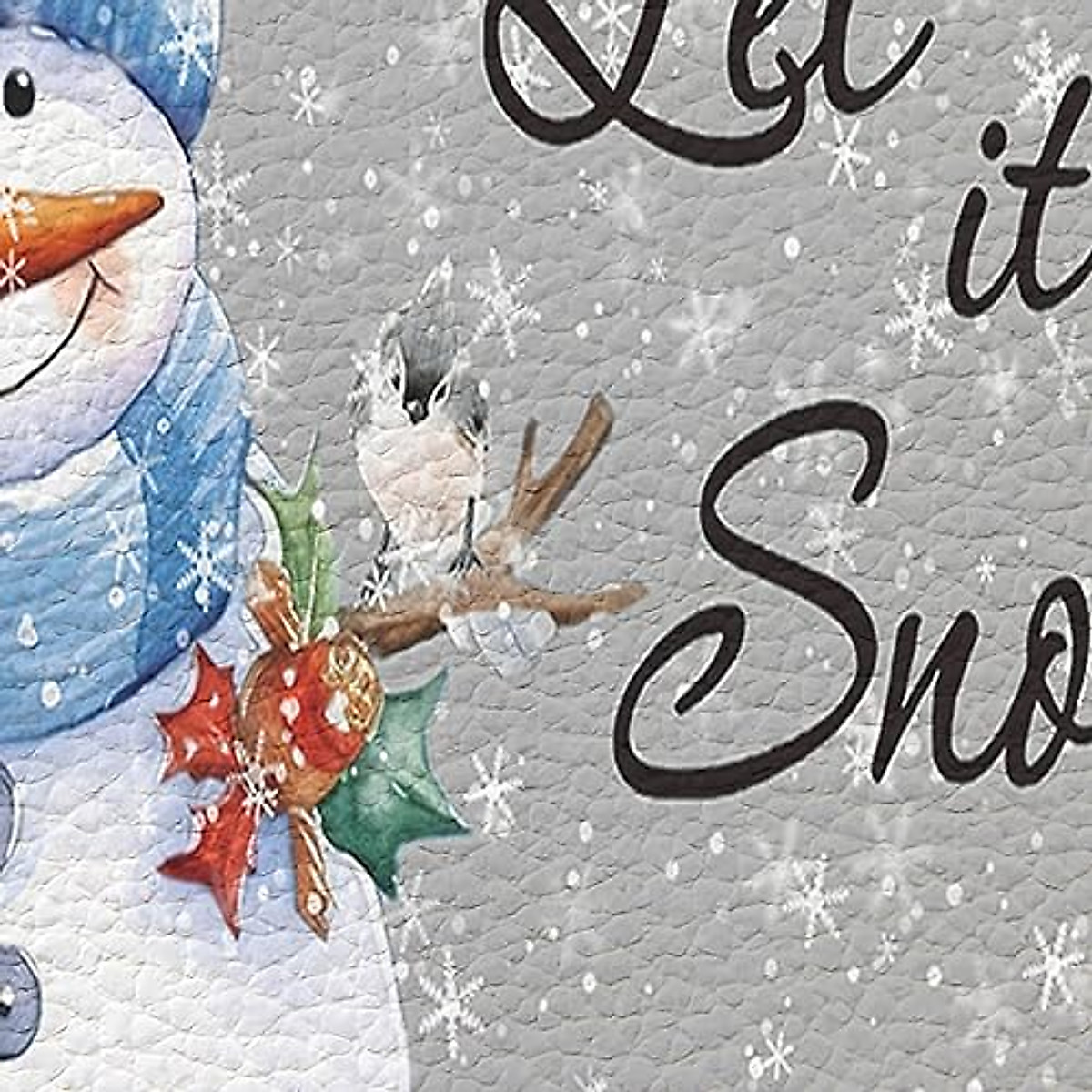 Grey Snowman Antifatigue Kitchen Bath Door Mat Cushioned Runner Rug,Washable Welcome Floor Sink Mat,Waterproof Non-Slip Comfort Standing Doormat,Christmas Winter Snowflake Bird Berry 18"x30"