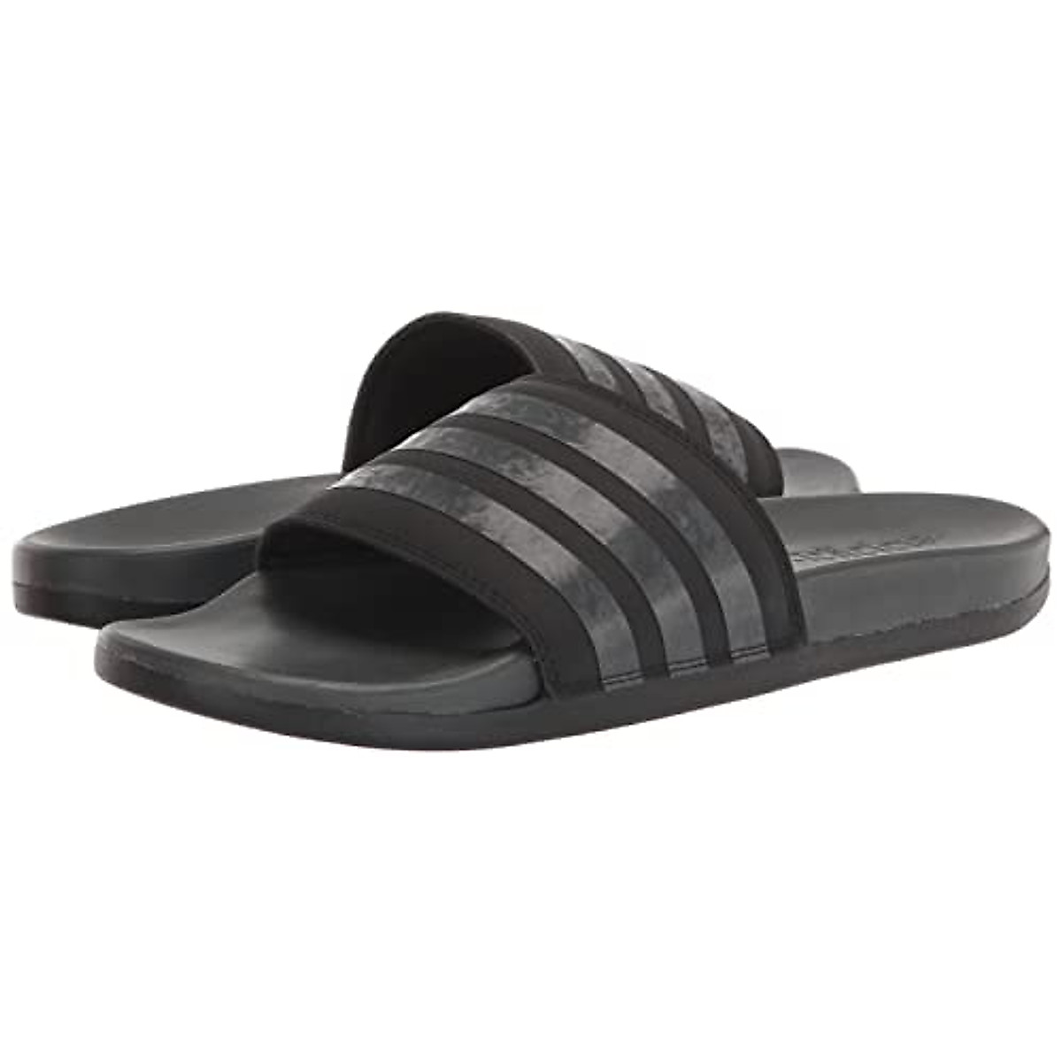 adidas Women's Adilette Comfort Slide Sandal, Black/Grey/Black, 8