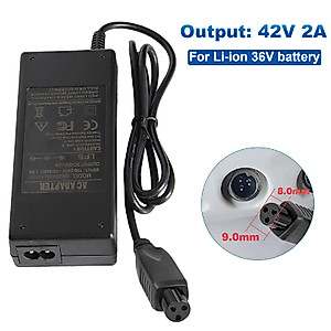 Fancy Buying 42V 2A 3-Prong Inline Connector Battery Charger for 10S Lithium Battery Power Cord Supply, Battery Charger for Electric Scooter