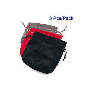 zmgmsmh Drawstring Dice Bag Chess bag small pouch hold chess pieces velvet Fabric Dice Pouch cosplay coin pouch Velvet Jewelry Bag Red/Grey/Black (3, Multicolor)