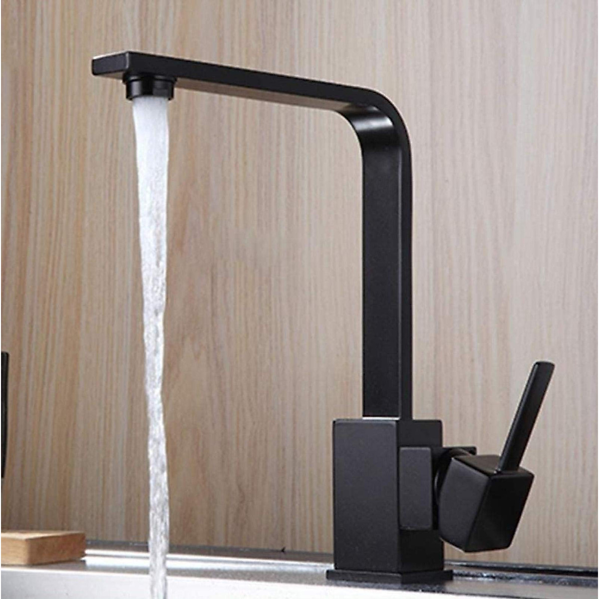 Bathtub Upgraded Best Modern Hot & Cold Mixer Single Lever Single Handle Kitchen Sink Tap, matt Black Finish Monobloc Kitchen Taps
