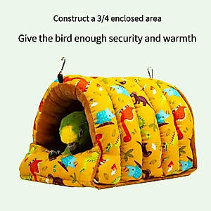 Parrot Warm House Bird Nest Winter Hanging Hammock Birds Sleeping Bed Parrot Hideway Bed Washable for Parrot Parakeet Cockatiels Budgies Lovebird (L,Deep Yellow)