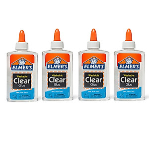 Elmer's Liquid School Glue, Clear, Washable, 5 Ounces, 4 Count - Great for Making Slime