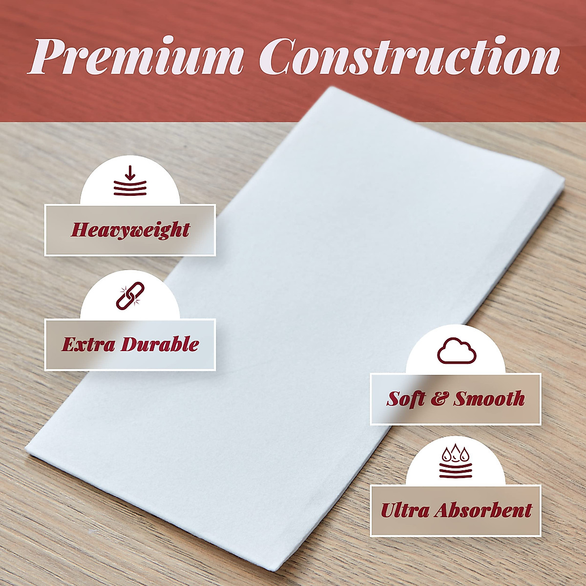 Prestee 200 Disposable Paper Hand Towels That Feel Like Linen Napkins - White, Disposable Guest Towels, Wedding Napkins, Paper Napkins, Disposable Napkins for Guest Bathroom, Parties, Dinners, Events