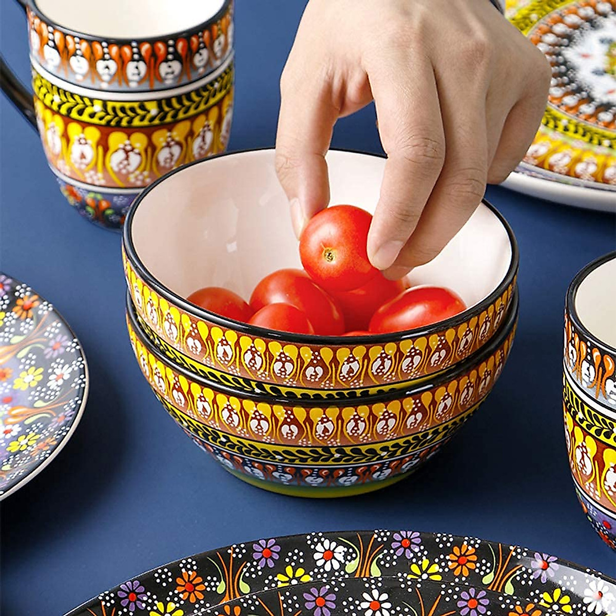 Porcelain Dinnerware Sets, Bohemia Tableware Combination Set | 10 Plates / 2 Bowls / 4 Cups / 4 Mugs - Exotic Ceramics Dinner Sets, Service for 4 Person, Gift for Wedding Housewarming Christmas,8 inc