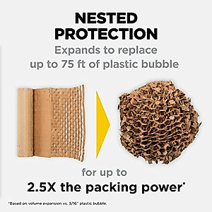 Scotch Cushion Lock Protective Wrap, 12 in x 30 ft, Sustainable Packaging Solution for Packing, Shipping and Moving, No Scissors or Tape Needed, Great Alternative to Bubble Cushion Wrap (PCW-1230)