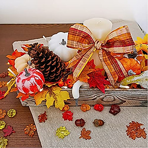 Winlyn 8 Rolls 48 Yards Assorted Fall Plaid Wired Ribbons Buffalo Check Ribbon Glittered Random Fiber Mesh Wired Ribbon Bows Craft Trim Ribbons 2.5" Wide for Holiday Fall Wedding Gift Wrapping Wreath