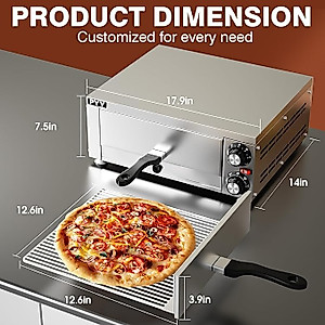 PYY Pizza Oven Indoor Electric Pizza Oven Countertop Commercial Pizza Oven with Crumb Tray Stainless Steel Pizza Maker Machine for Home