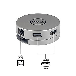 ITSPWR Bundle Containing Dell DA310 7-in-1 Docking Station, USB-C Mobile Adapter, Supports 4K 3840 x 2160, HDMI 2.0 and DisplayPort 1.2, 2xUSB-A, 1xUSB-C, 1x VGA, 1 RJ-45, and ITSPWR 4-Port Hub