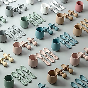 SAMiGO Silicone Baby Cups for 6-12 Months Infants - Tiny Open Cups - Training Cups for Baby Led Weaning - Set of 2 Drinking Cups