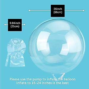 Ayfjovs Large Clear Balloons for Stuffing, 12PCS 26 Inch Fillable Big Bubble Balloons, Pre-Stretched Transparent BoBo Balloons for Valentines Decoration Baby Shower Wedding Birthday Party