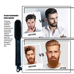 Beard Straightener Brush w/Free Beard Balm & Comb, Premium Hair Straightening Brush Kit, Heated Beard Comb, 3-Heat Settings, Fast Heat Beard Brush for Men - StormiNite