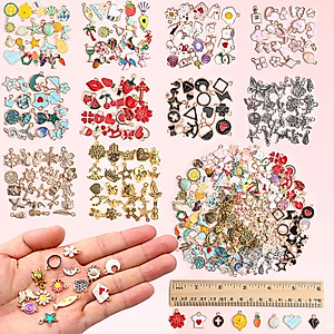 SANNIX 500Pcs Charms Bulk Wholesale Assorted Gold Plated Enamel Pendants Earring for Bracelet Necklace DIY Jewelry Making Craft Supplies