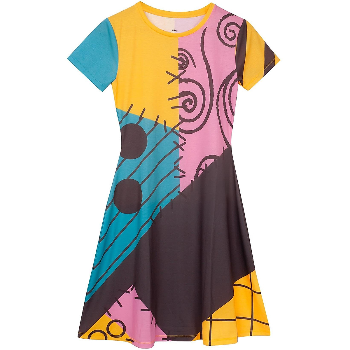 Disney Nightmare Before Christmas Sally Women's Short Sleeve Costume Dress Small