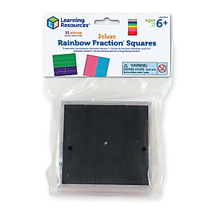 Learning Resources Deluxe Rainbow Fraction Squares, Visual Math, Set of 51 Pieces, Ages 6+, Multi (LER0619)
