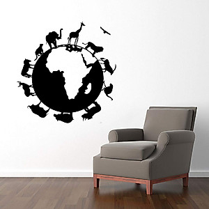 Home Find Safari African Wall Decal African Map Vinyl Stickers Jungle Animal Wild Wolves Elephant Giraffe Elk Silhouette Mural Home Decor for Kids Nursery Bedroom 15.7 inches x 15.7 inches