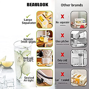 Plastic Drink Dispenser With Spigots, 0.92 Gallon Fridge Beverage Dispensers,3.5L Iced Juice Lemonade Container For Famaily Party Daily Use, Durable Pitcher for Refrigerator Water Kettle