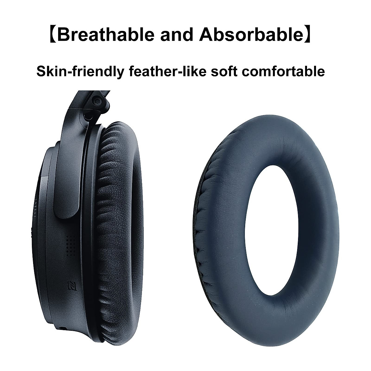 Hoxiver Earpads Replacement for Bose QC35 (QuietComfort 35) & QC35ii Headphones Ear Pads Cushions,Soft Protein Leather,Noise Isolation Foam(Midnight Blue)