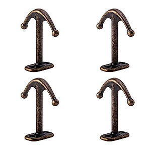 BAMI-LEE House Zinc Alloy Double Prong Ceiling Hooks, 4-Pack Under Shelf Coat Hooks Hanging Towel Robe Clothes Cap Bathroom Kitchen Cabinet Garage Use (Bronze)