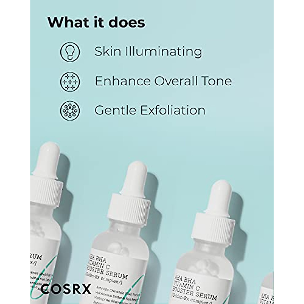 COSRX AHA BHA Vitamin C Booster Serum 1.01 fl. oz 30 ml, Face Serum, Brighten, Anti Aging, Plumping Skin, Natural, Fruit