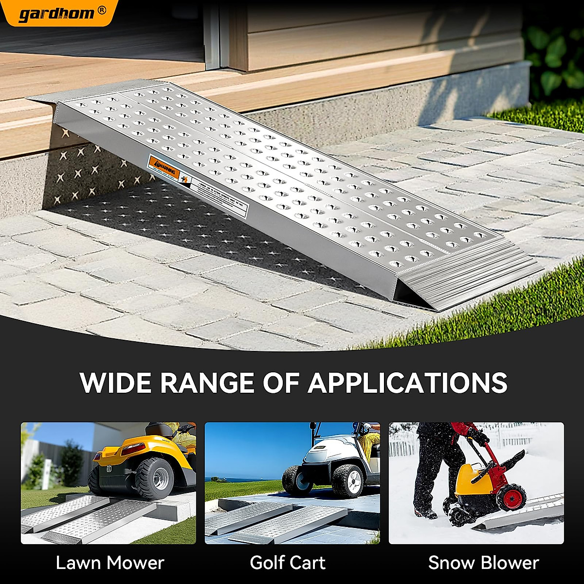 Aluminum Shed Ramps 39x12inch, gardhom 2PC Riding Mower Ramps 1500lbs Capacity for Curb Steps Stairs Dirt Bike Motorcycle Lawn Mower Snow Blower Loading Ramps